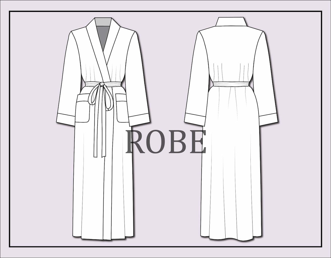 Robe Vector Bathrobe Vector Lounge Robe Template Fashion Flat Sketch ...