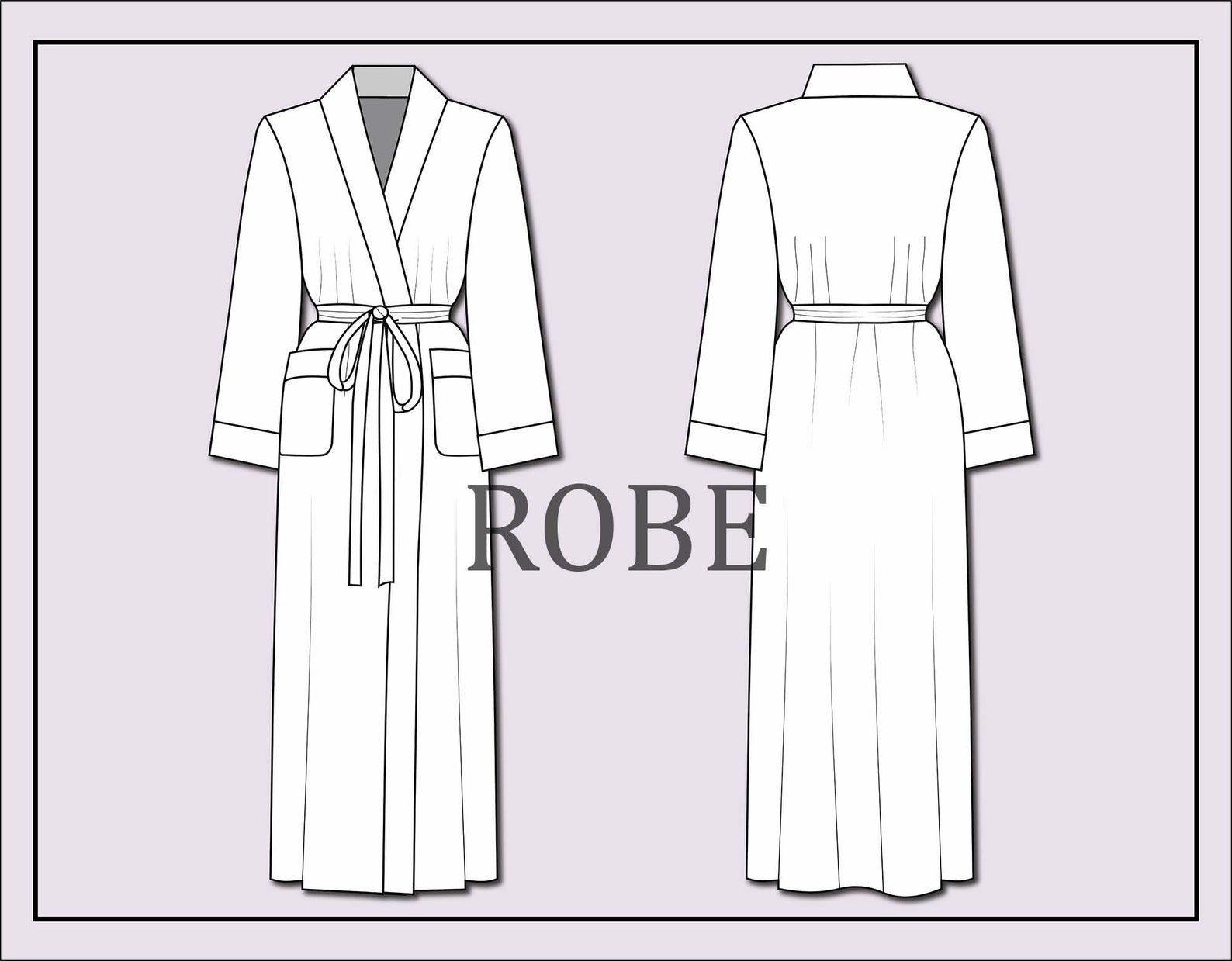Robe Vector- Bathrobe Vector - Lounge Robe Template - Fashion Flat ...