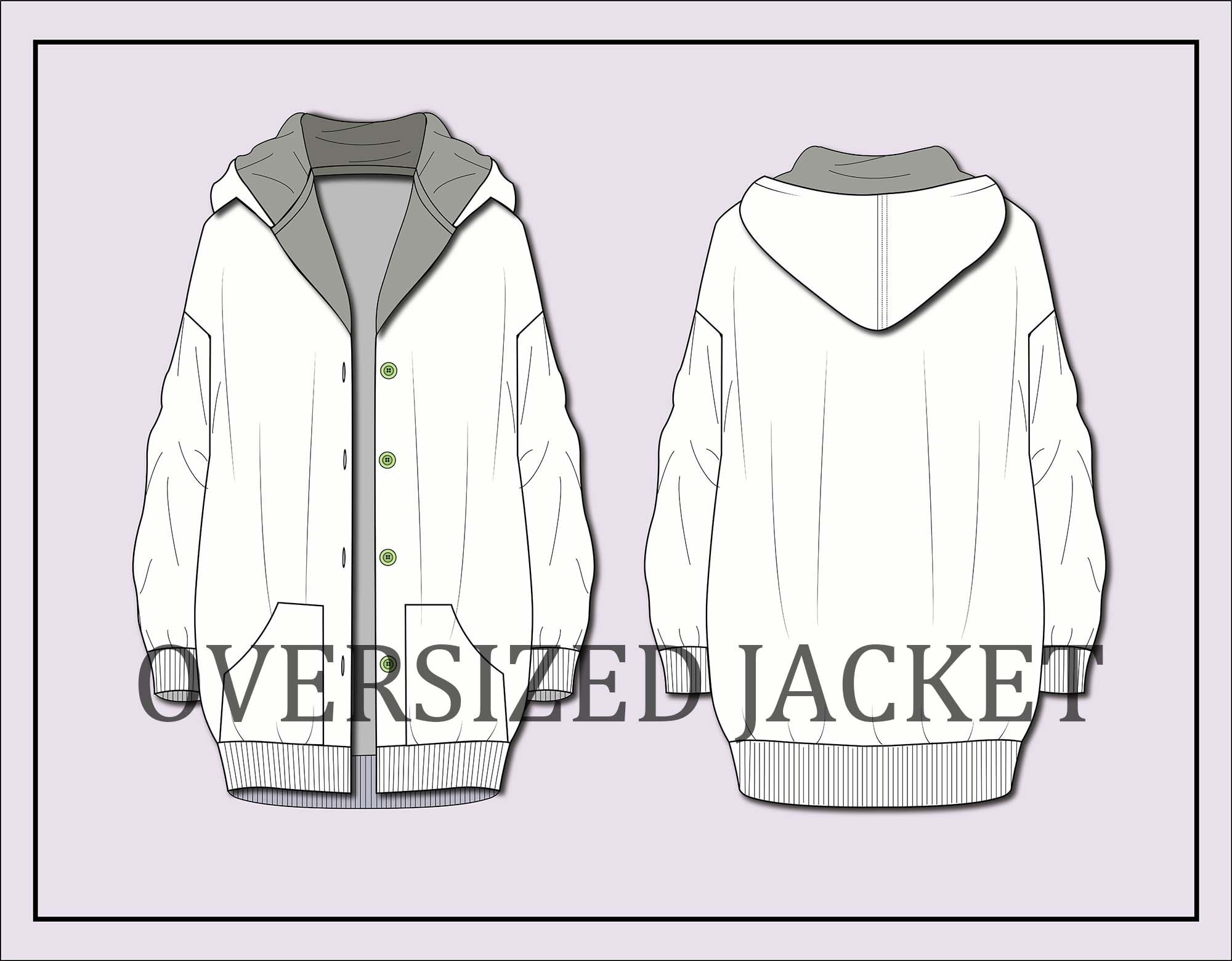 Oversized Jacket Vector-jacket Vector -fashion Flat Sketch for Adobe ...