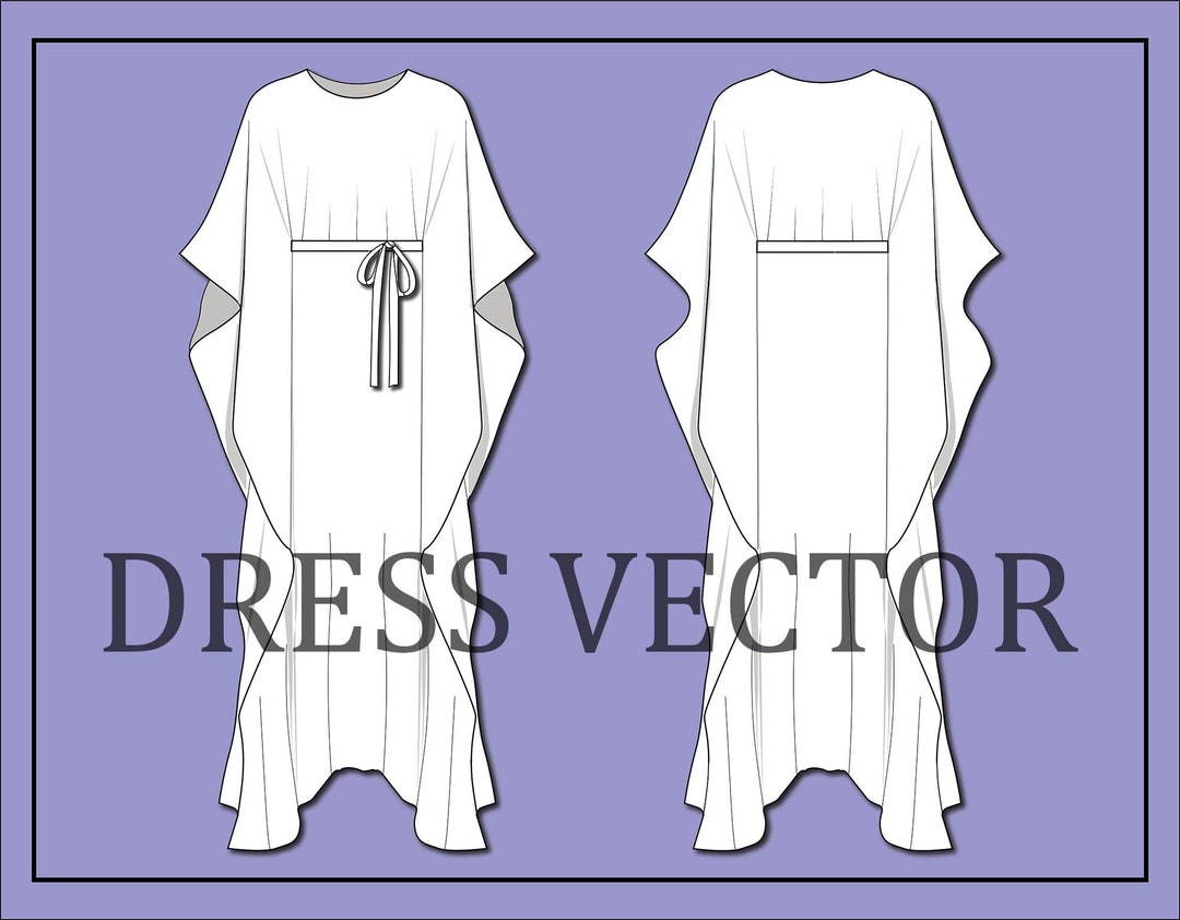 Modest Dress Vector -long Dress Vector-abaya -fashion Flat Sketch for ...