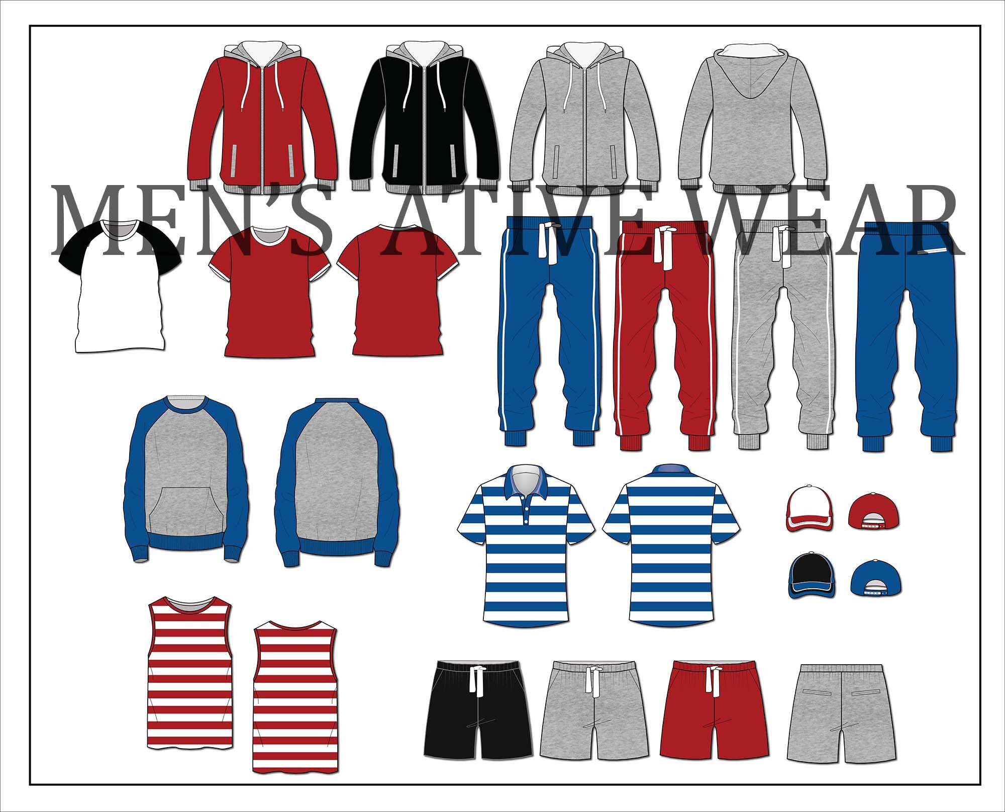 Men's Activewear Vector sportwear Vector-sweatpants Vector-fashion Flat ...