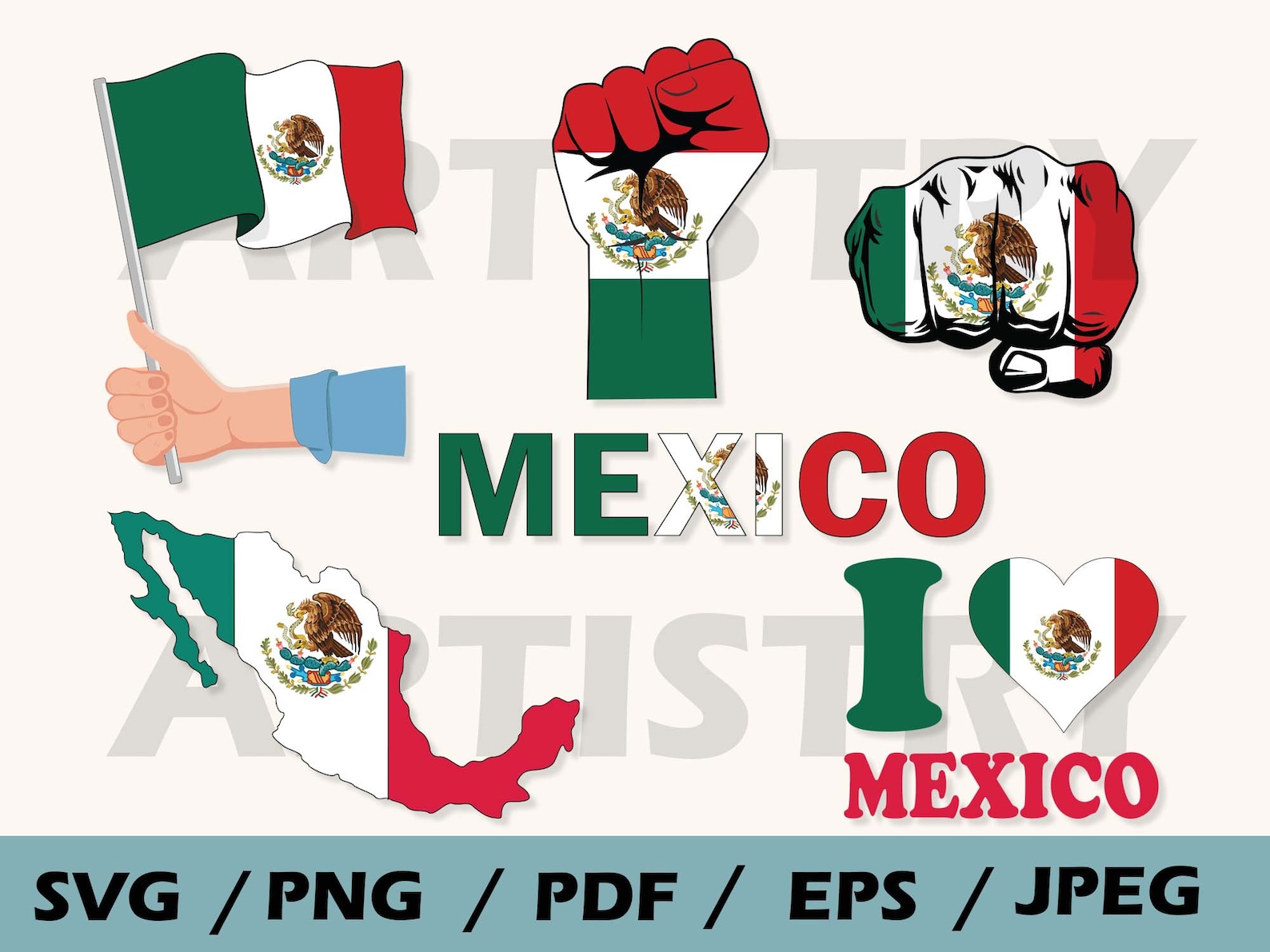 Mexico Flag Bundle SVG, Bandera De México Svg , I Love Mexico SVG ...