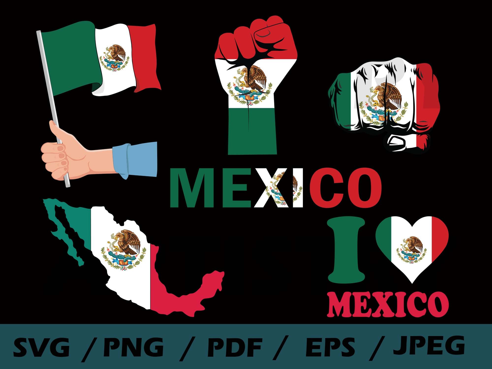 Mexico Flag Bundle SVG, Bandera De México Svg , I Love Mexico SVG ...