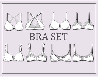 Bra Set Bundle Vector Bra Vector fashion Flat Sketch for - Etsy