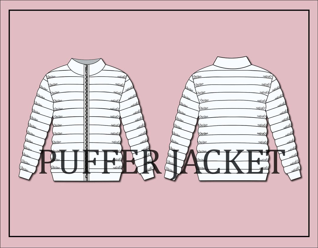 Puffer Jacket Vector Template: Fashion Flat Sketch (digital Download ...