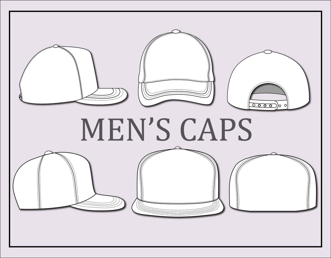 Caps Vector- Sport Caps Vectors-fashion Flat Sketch for Adobe ...