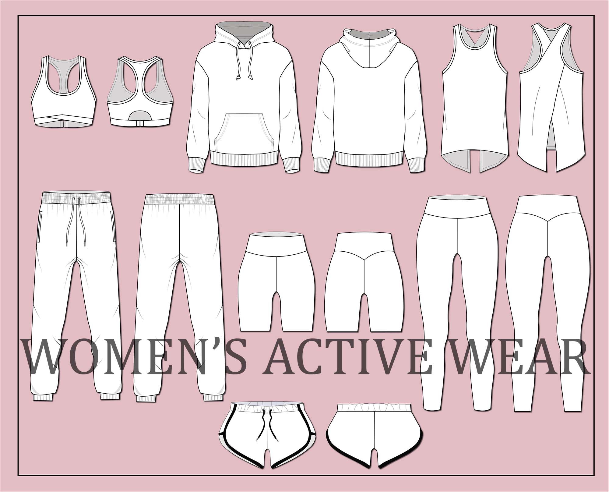 Women's Activewear Vector -sportwear Vector-legging Vector-fashion Flat ...