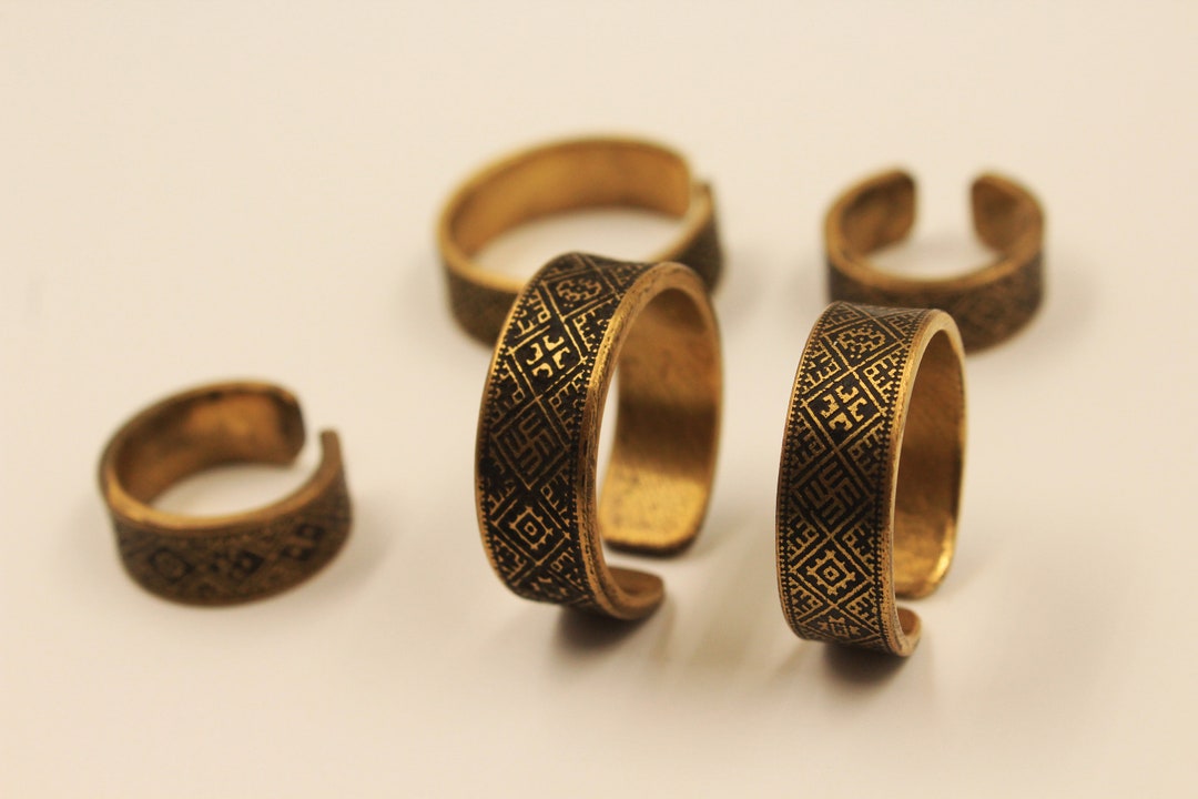 Brass Rings With Traditional Baltic Ornaments - Etsy