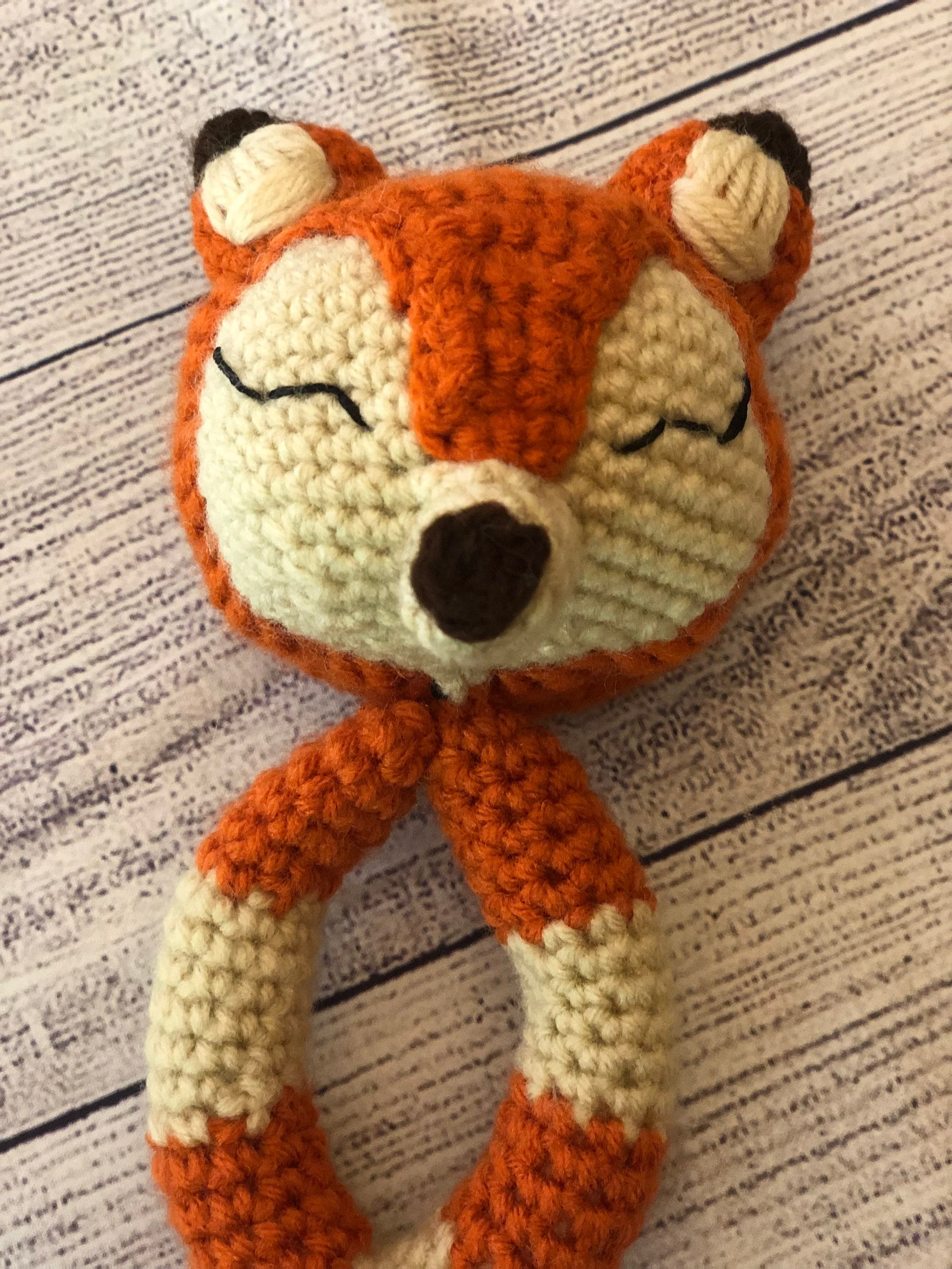 Handmade Crochet Baby Fox Rattle Photo Prop Baby Toy | Etsy