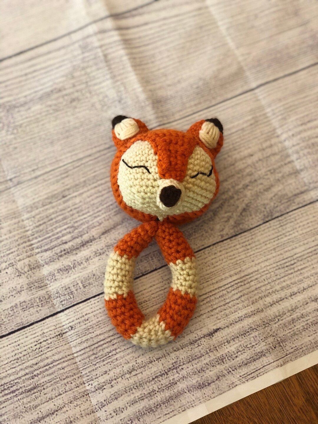 Handmade Crochet Baby Fox Rattle, Photo Prop, Baby Toy, Stuffed Animal ...