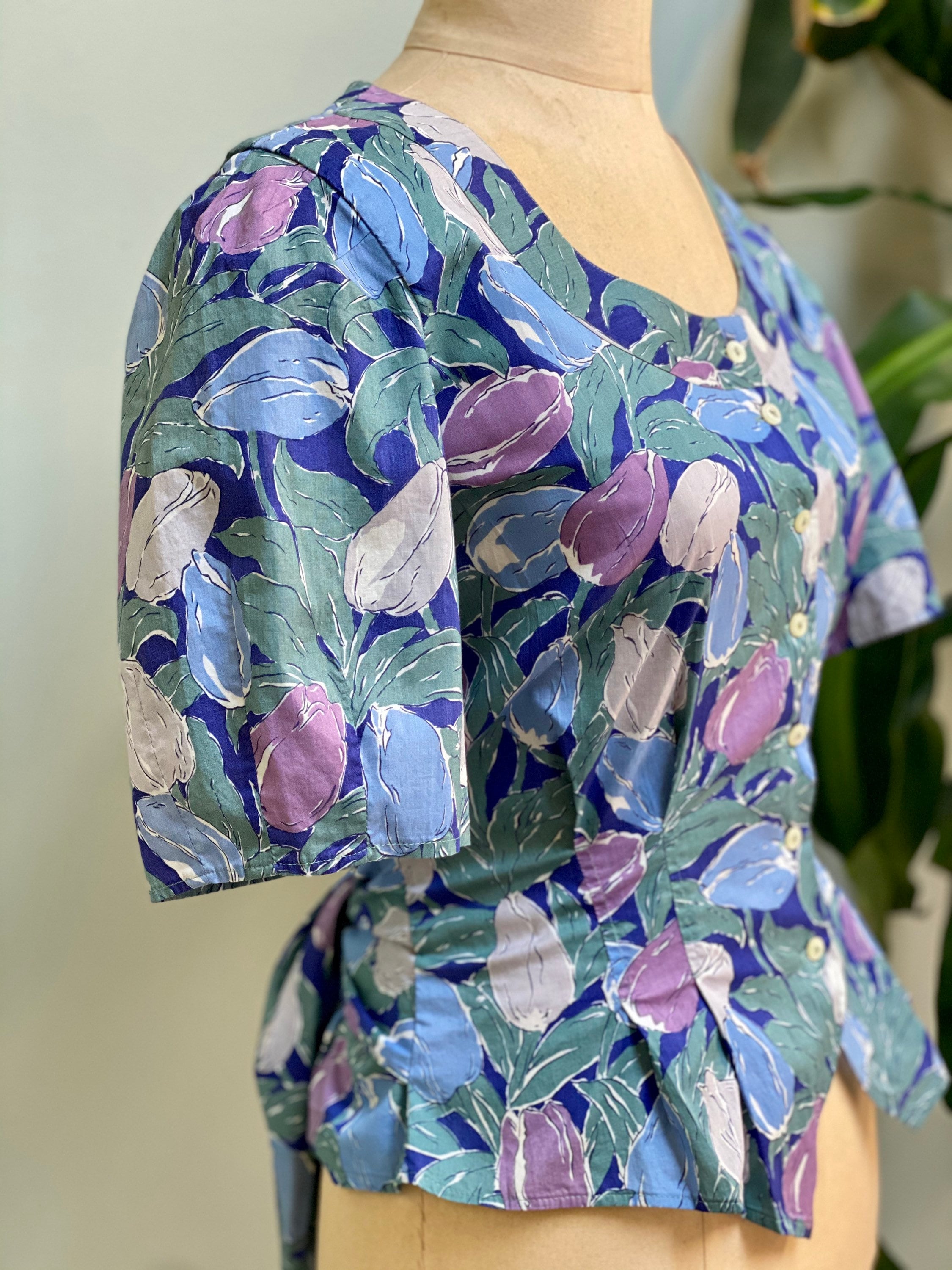 Vintage Cacharel 1970s Does 30s Floral Tulip Cotton Blouse - Etsy