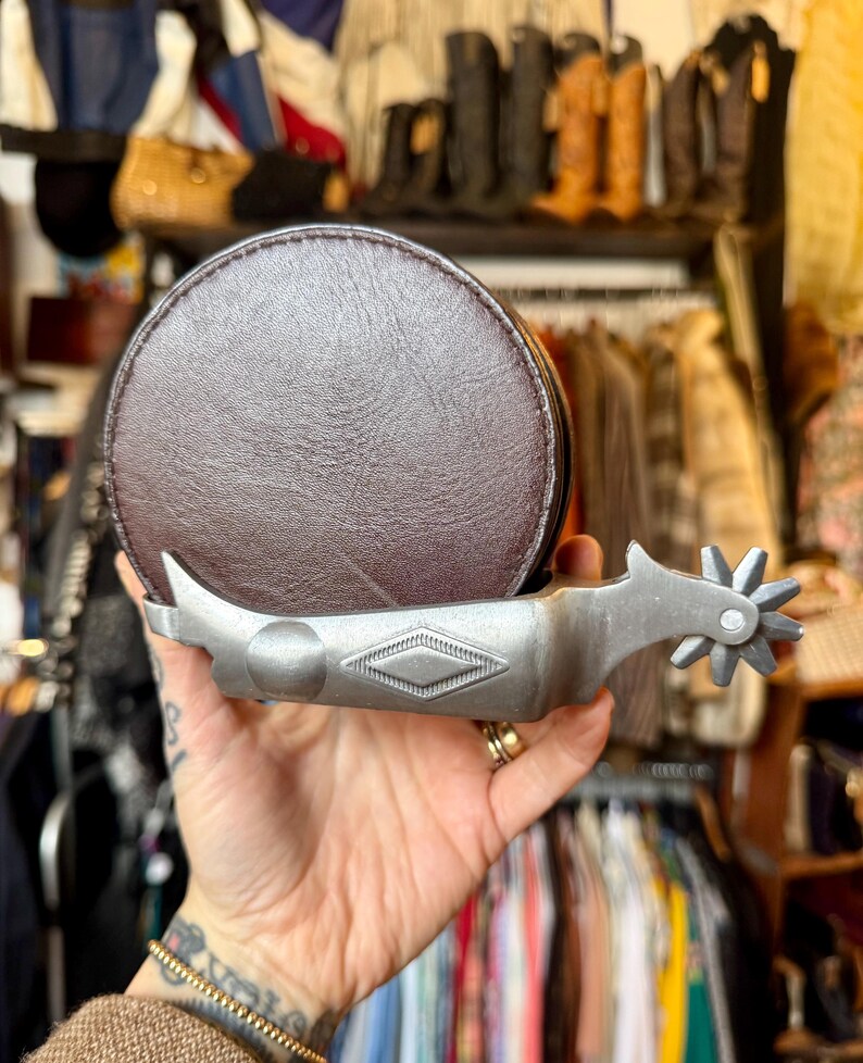 Vintage Western Spur Pewter Leather Coaster Set Marlboro - Etsy