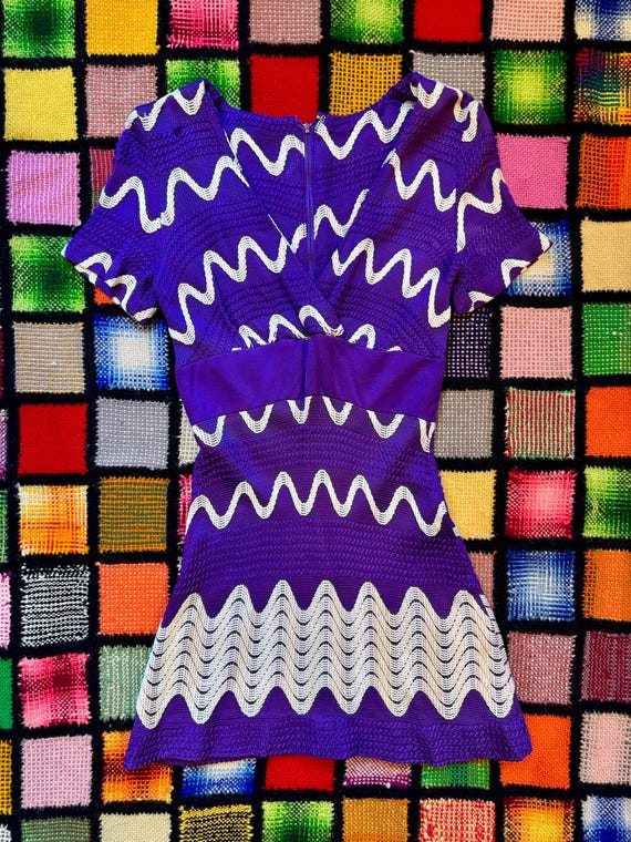 1960s Micro Mini Mod Purple Knit Dress XS - Gem