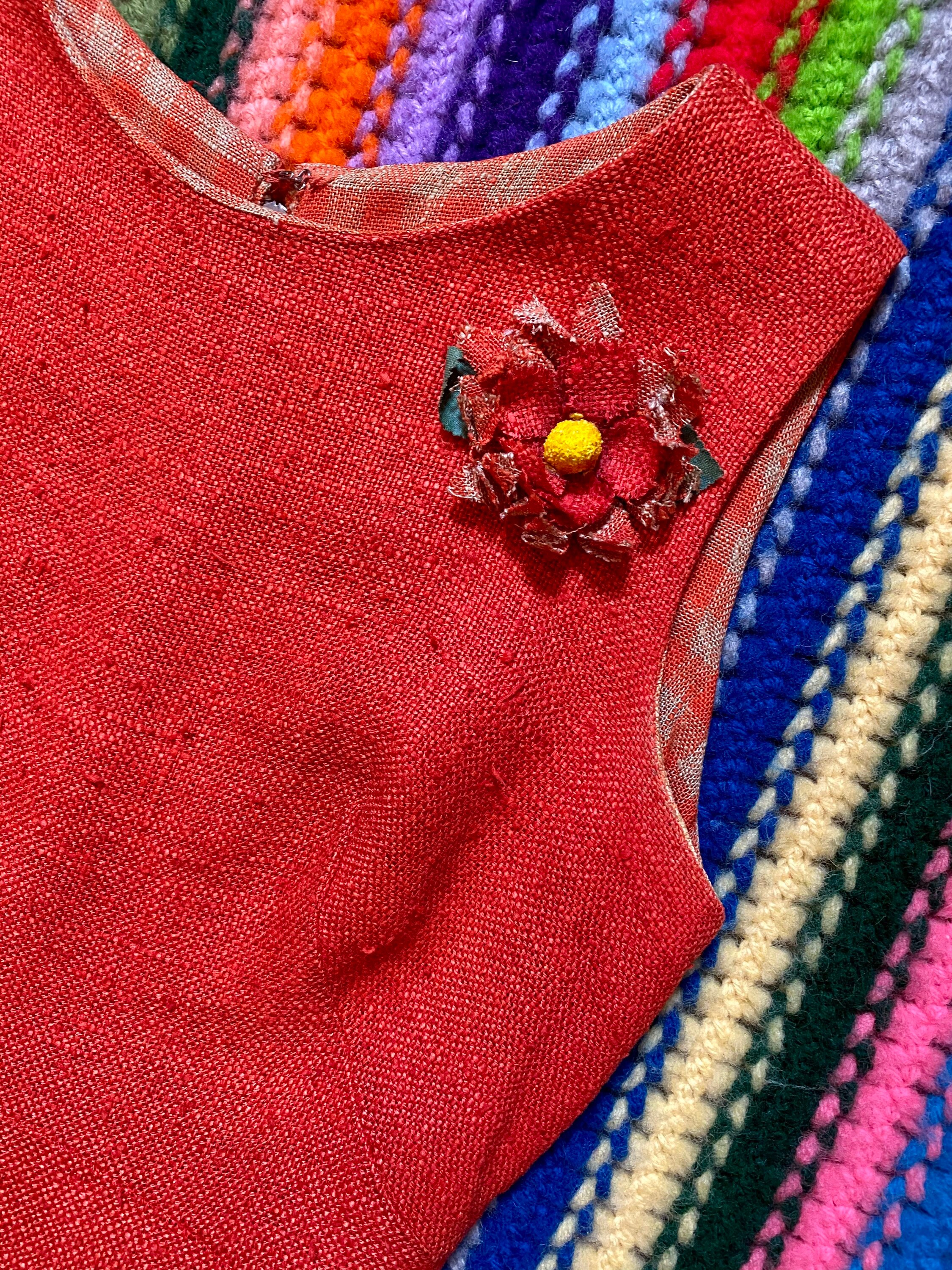 Vintage 60s Alison Ayres Orange Linen Burlap Shift Dress - Etsy