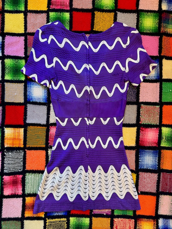 1960s Micro Mini Mod Purple Knit Dress XS - Gem