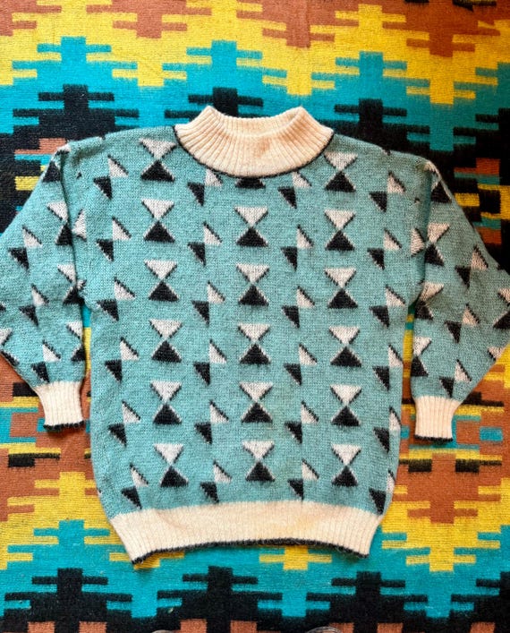 1960s Icelandic Wool Abstract Sweater Alafoss Icewool… - Gem