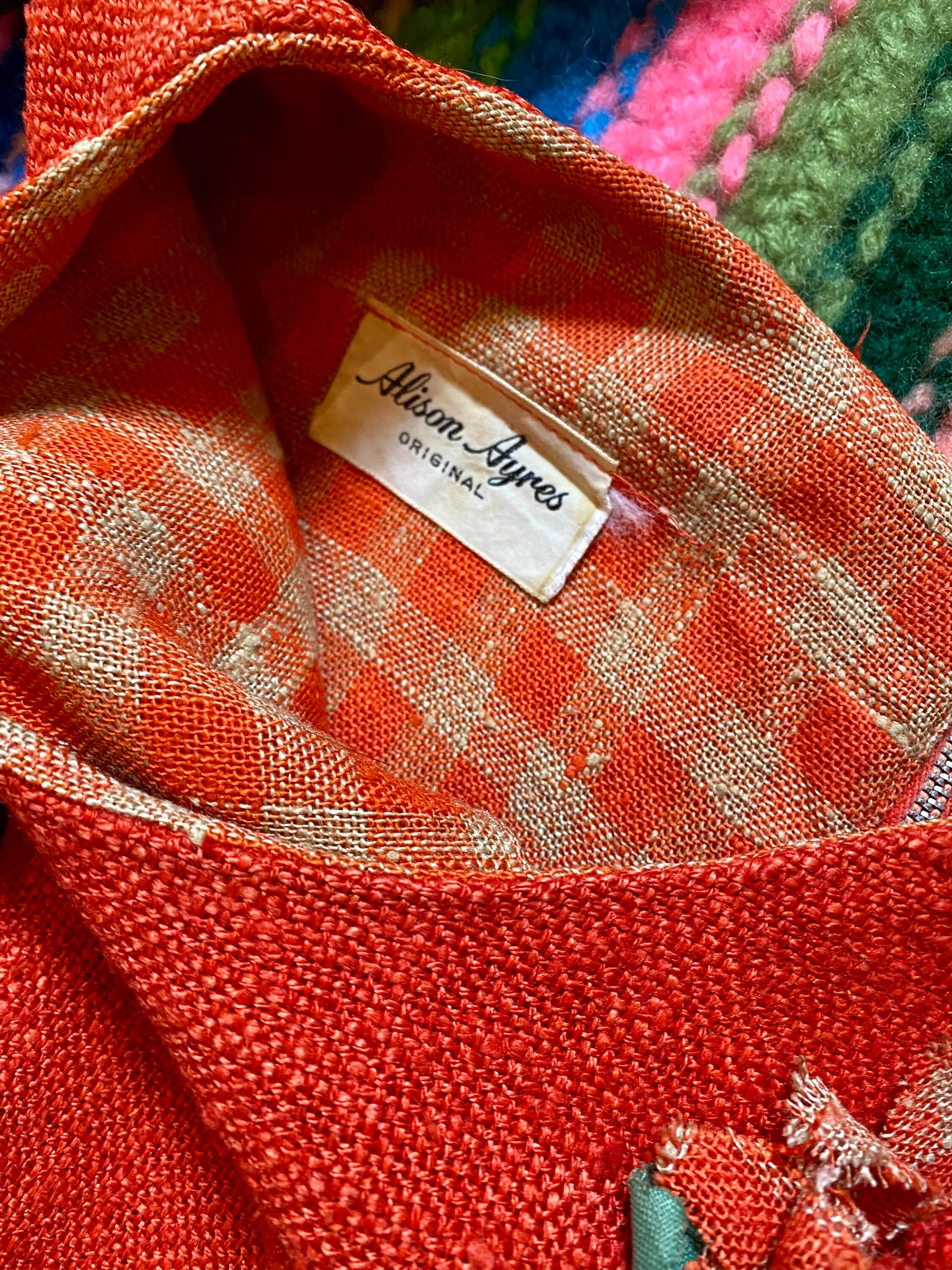 Vintage 60s Alison Ayres Orange Linen Burlap Shift Dress - Etsy