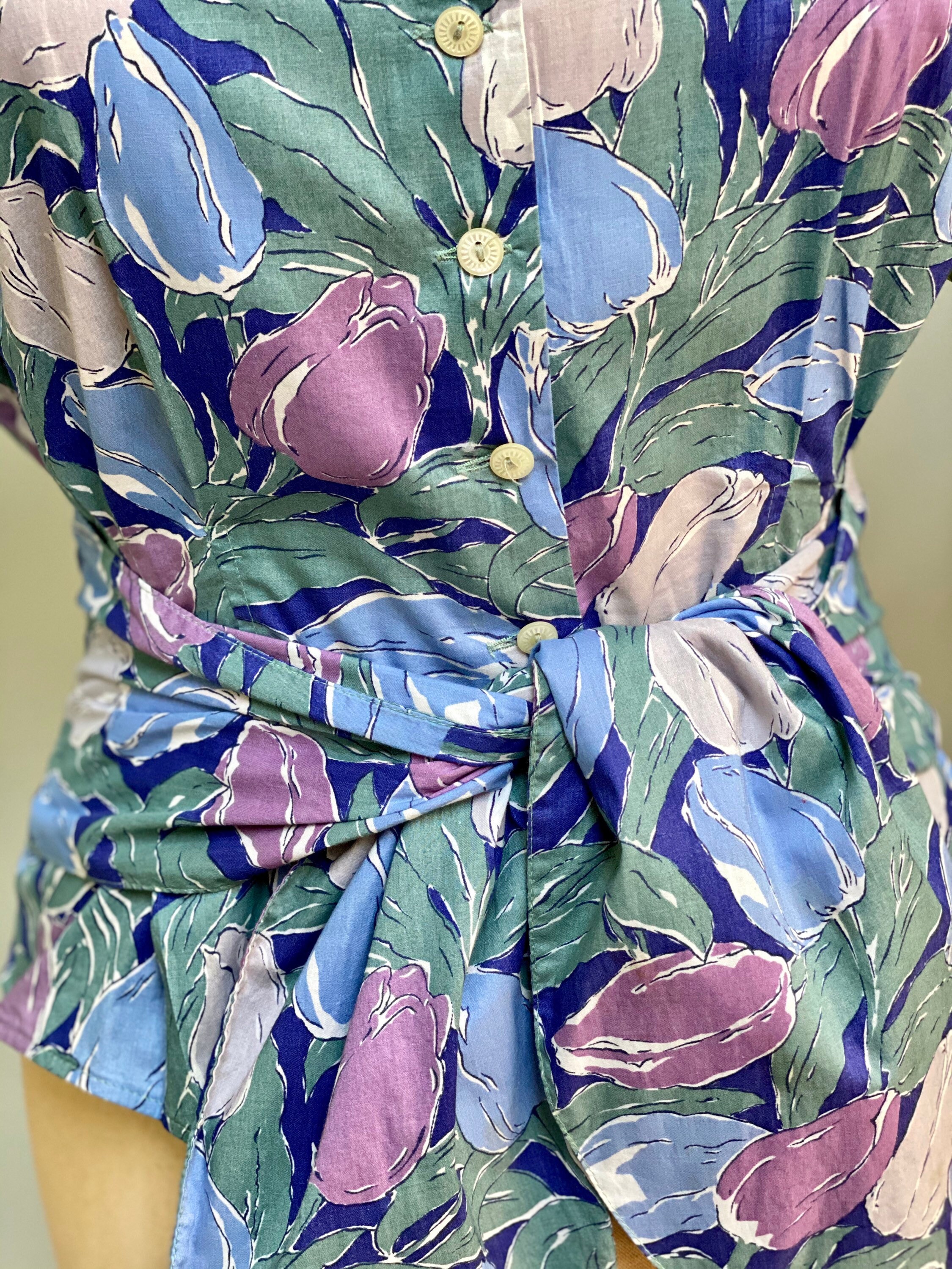 Vintage Cacharel 1970s Does 30s Floral Tulip Cotton Blouse - Etsy