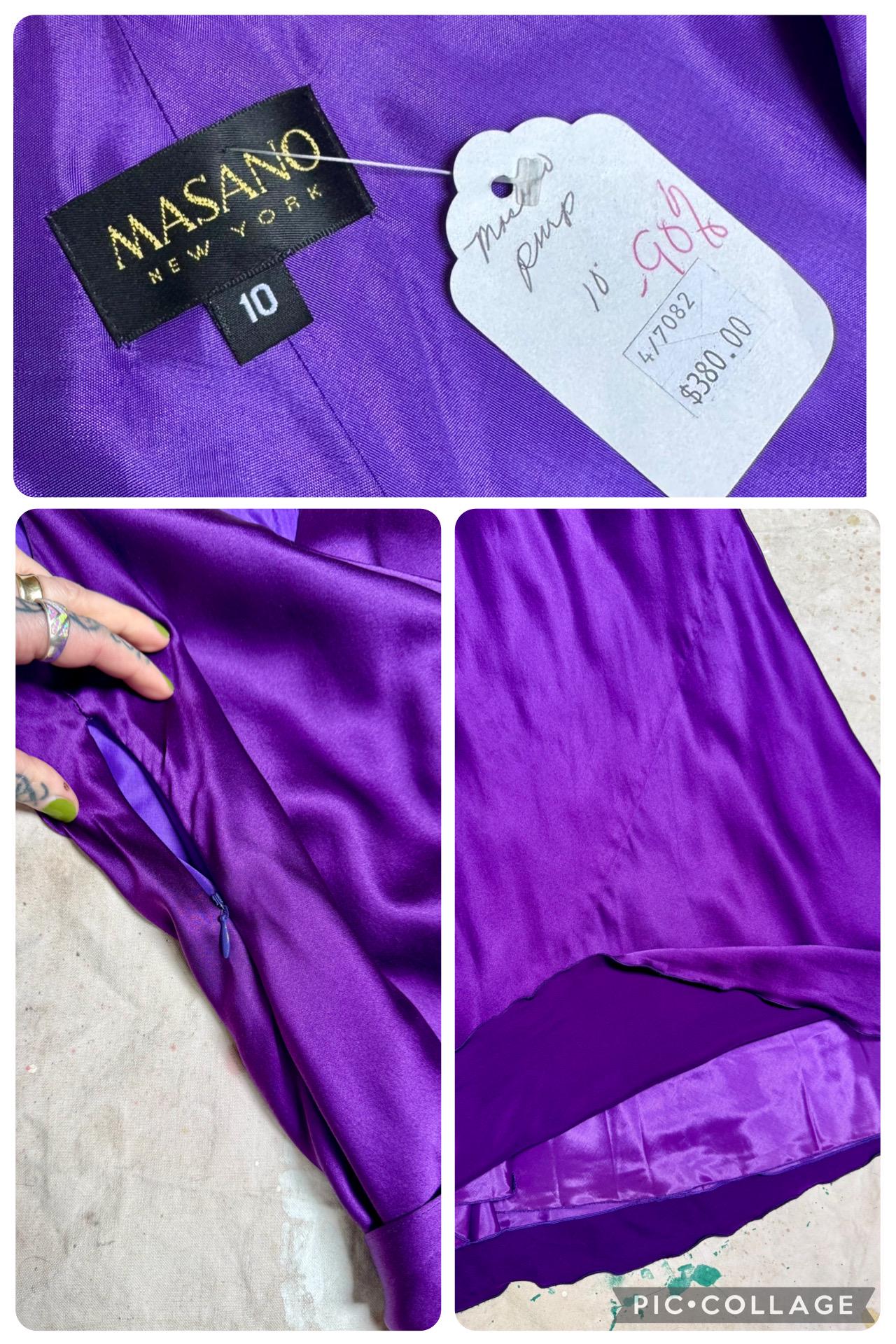 Y2K Bias Cut Purple Silk Masano New York Formal Wrap Gown 10 Deadstock ...