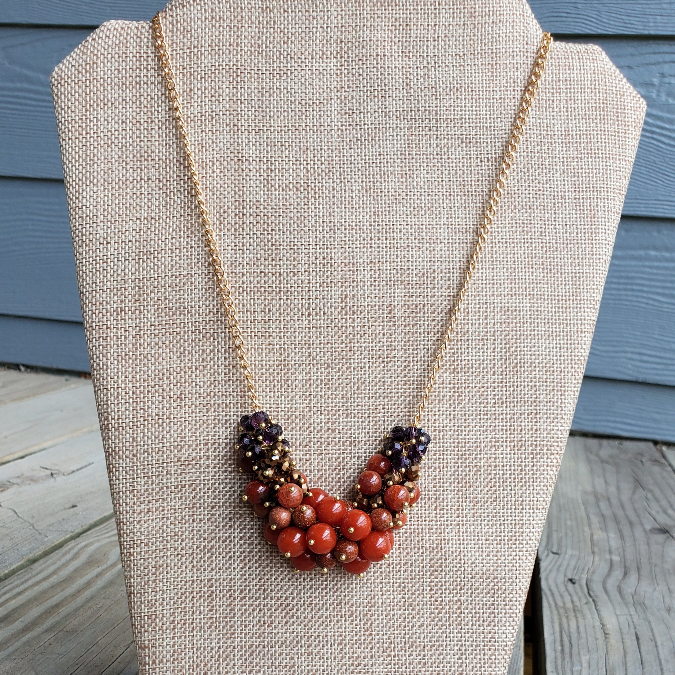 Chunky Fall Cluster Bead Necklace / Autumn Jewelry / Earthy Jewelry ...