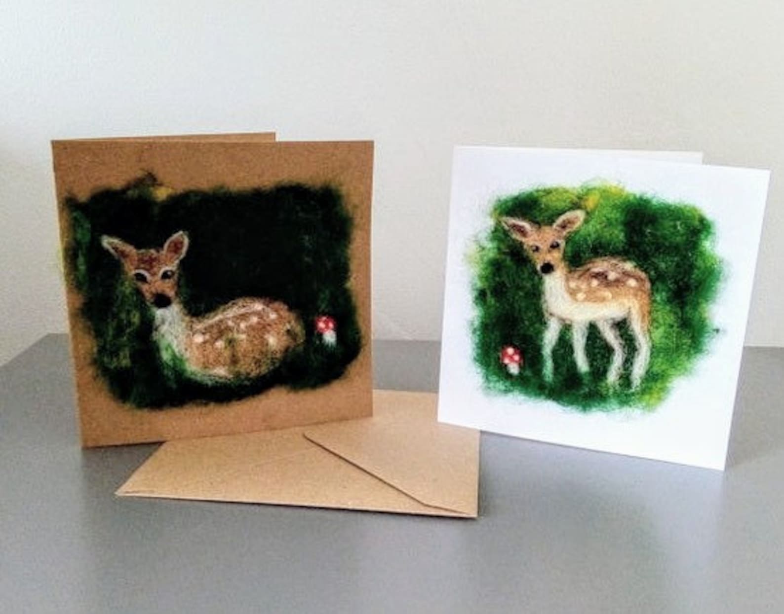 Needle Felted Deer Cards , Woodland Themed , Fallow Deer , Greeting ...
