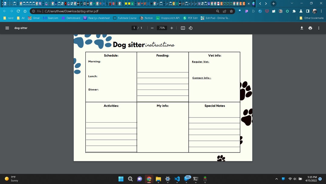 Pet Care Sheet - Etsy