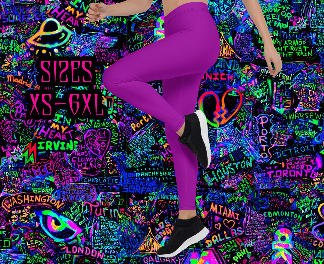 Purple Leggings|retro Style Leggings|purple Plus Size Leggings|workout ...