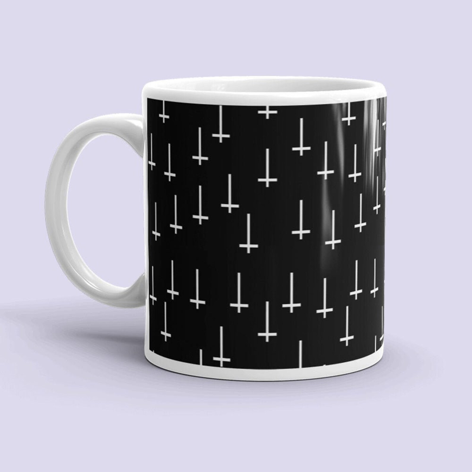 Black/white Inverted Cross Gothic Mug|gothic Home Decor|horror Decor ...