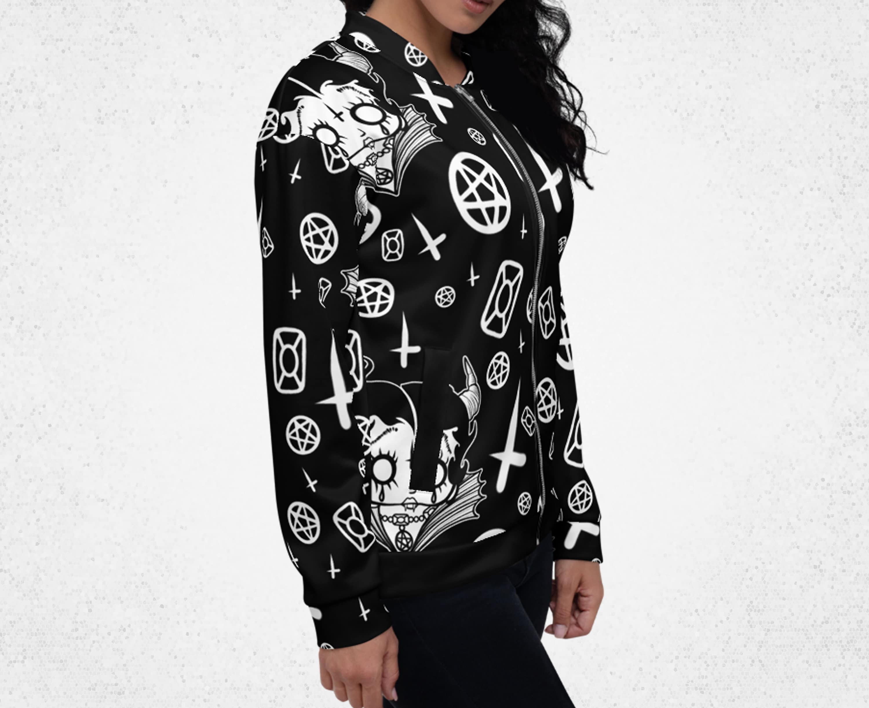 Betty Baphomet Goth Bomber Jacket Plus Size Goth Jacket - Etsy