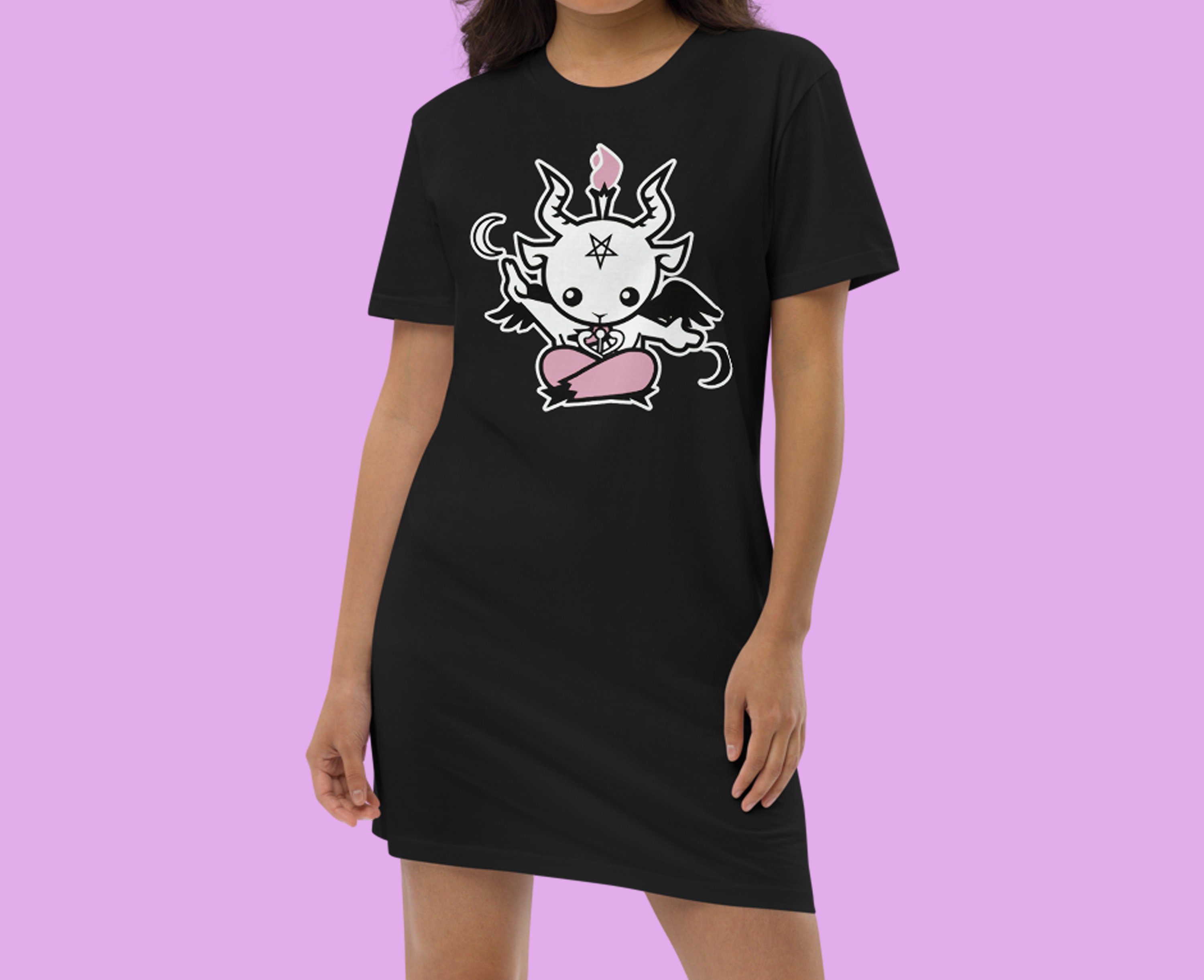 Baby Baphomet Gothic Dress|pink Pastel Goth Dress|casual Goth|pastel ...
