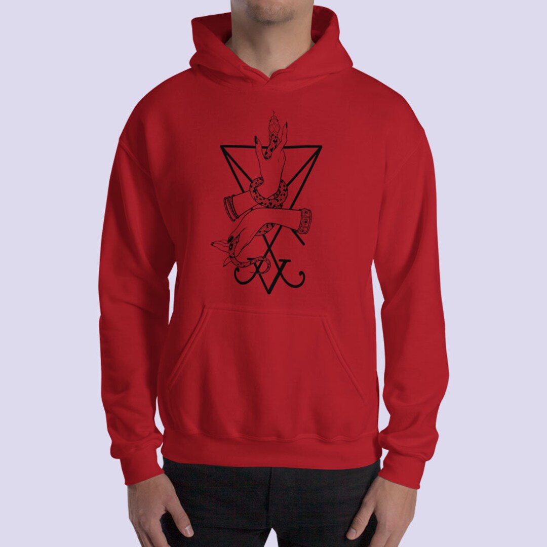Sigil of Lucifer Red Satanic Hoodie|thrasher Hoodie|gothic Clothing Men ...