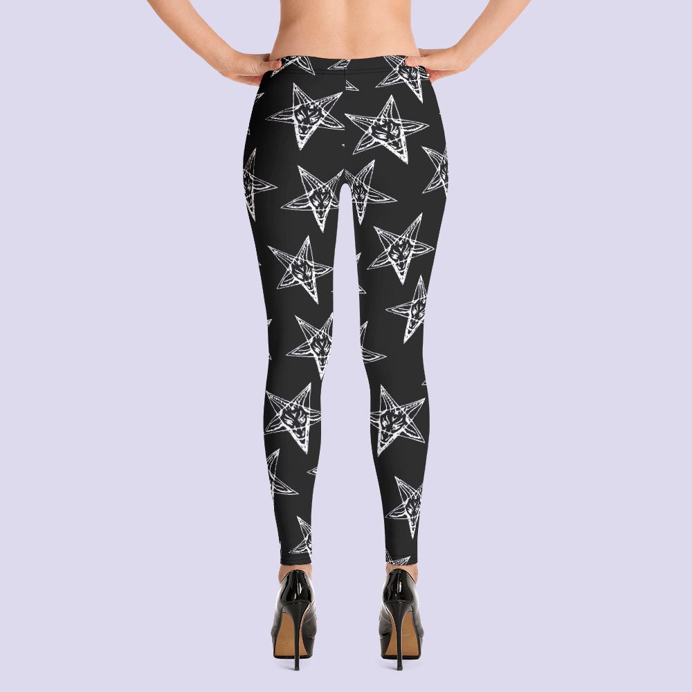 Baphomet Pentagram Leggings|pentagram Pants|plus Size Goth|crust Punk ...