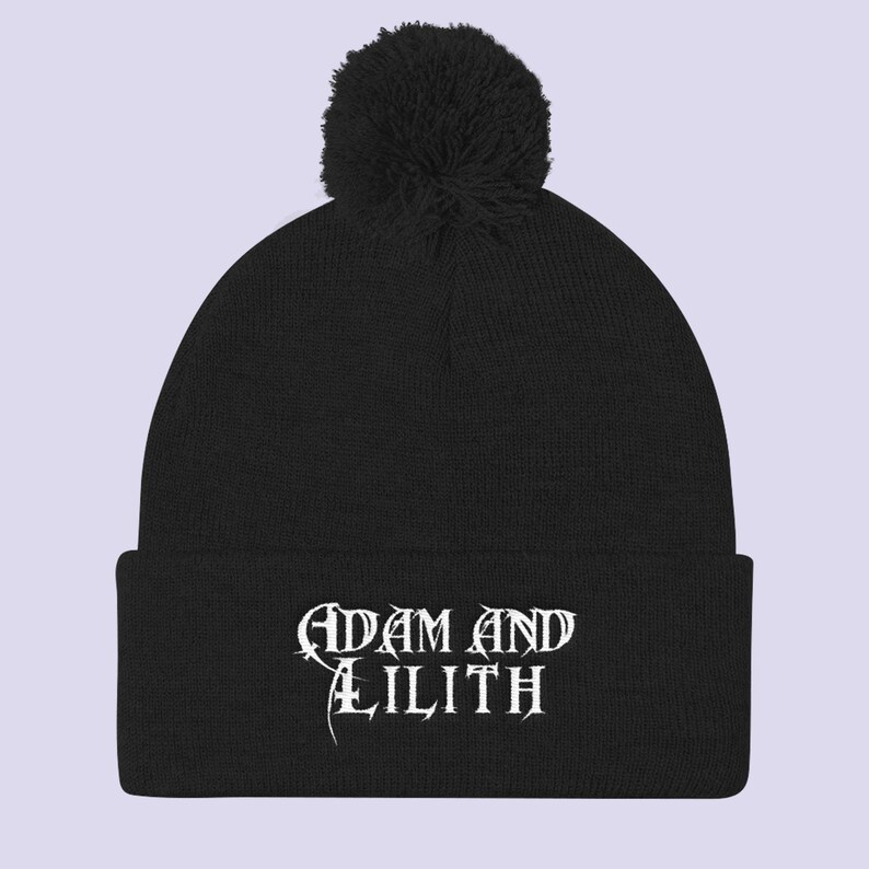Adam and Lilith Black Pom Pom Hat|black Gothic Hat|nu Goth Beanie|goth ...