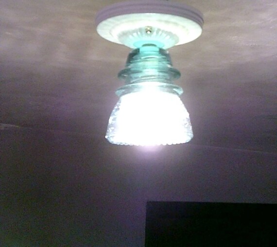 Glass insulator ceiling light. LED light included LeMeng E12 | Etsy