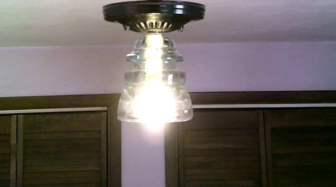 Ceiling Light Glass Insulator Lights. LED Light Included Lemeng E12 LED ...