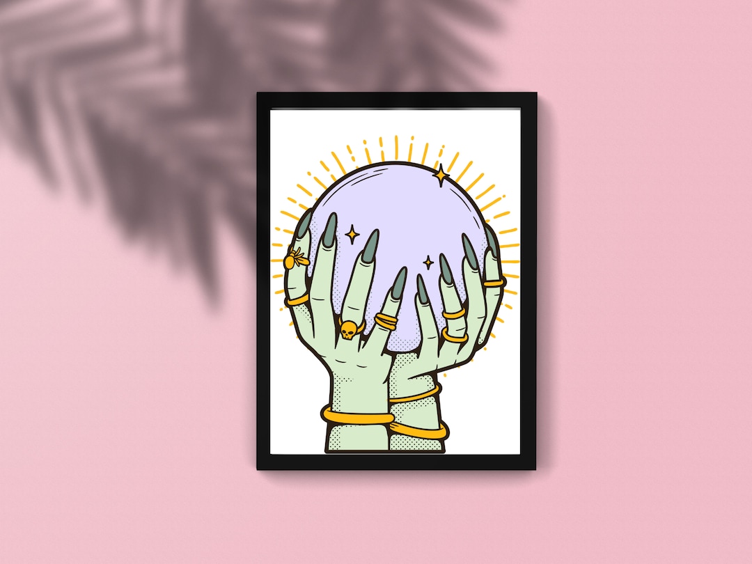 GREEN WITCH Crystal Ball Hands Wall Art Printable, Witch Wall Art Print ...