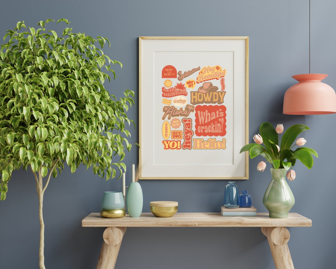 Retro 70s Greetings Hi Hello Howdy Digital Print PNG - Etsy