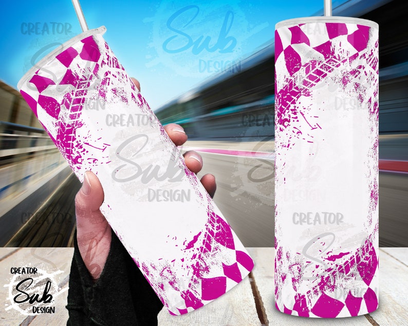 20oz Tumbler Png Wrap Pink Checkered Flag Png Race Car Gift - Etsy