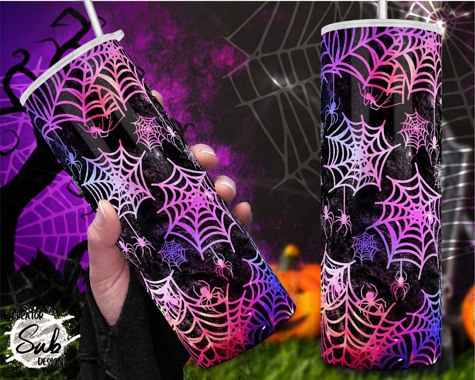 Purple Spider Web Png Tumbler Wrap Colorful Halloween Png - Etsy