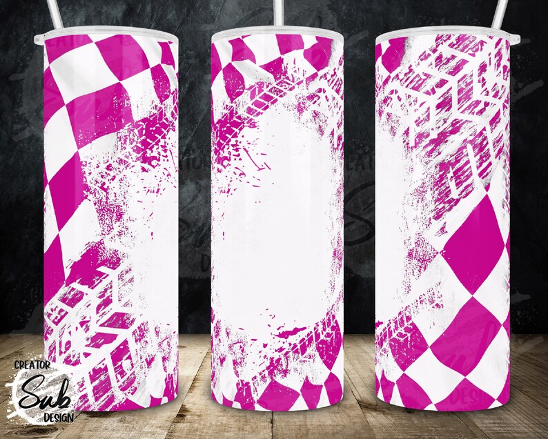 20oz Tumbler Png Wrap Pink Checkered Flag Png Race Car Gift - Etsy
