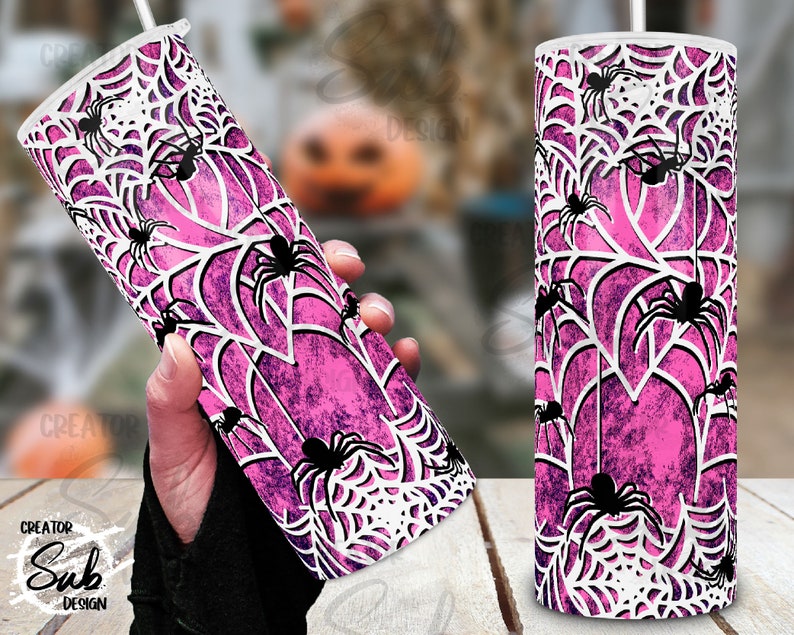 Spider Web Png Tumbler Wrap Halloween Skinny Tumbler | Etsy