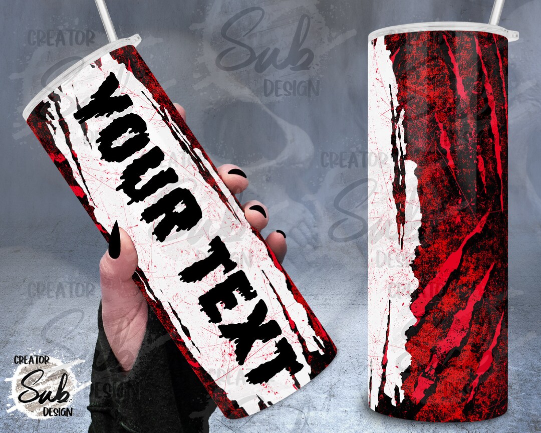 Red Scratch Bleed Tumbler Wrap, Halloween Horror PNG Tumbler, Blood ...