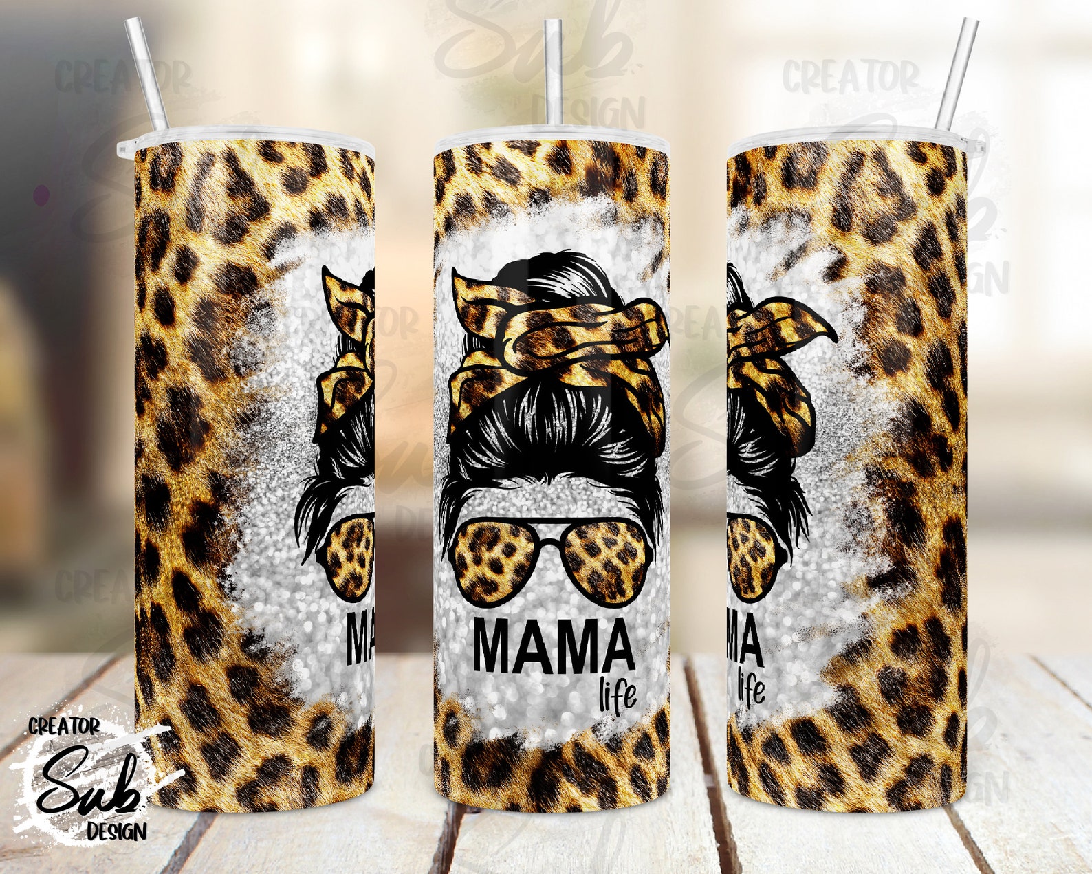 Leopard Mama Life Png Cheetah Mama Tumbler Leopard Messy Bun - Etsy