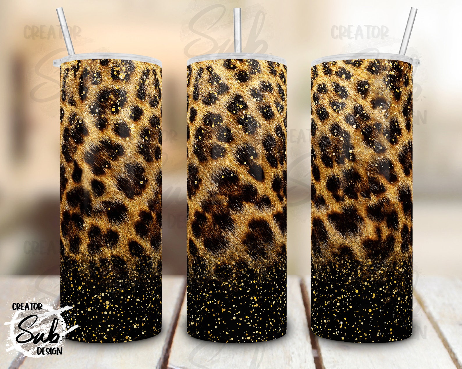 Leopard Png Tumbler Wrap Black Glitter 20oz Skinny Tumbler - Etsy