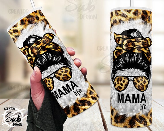 Leopard Mama Life Png Cheetah Mama Tumbler Leopard Messy Bun | Etsy