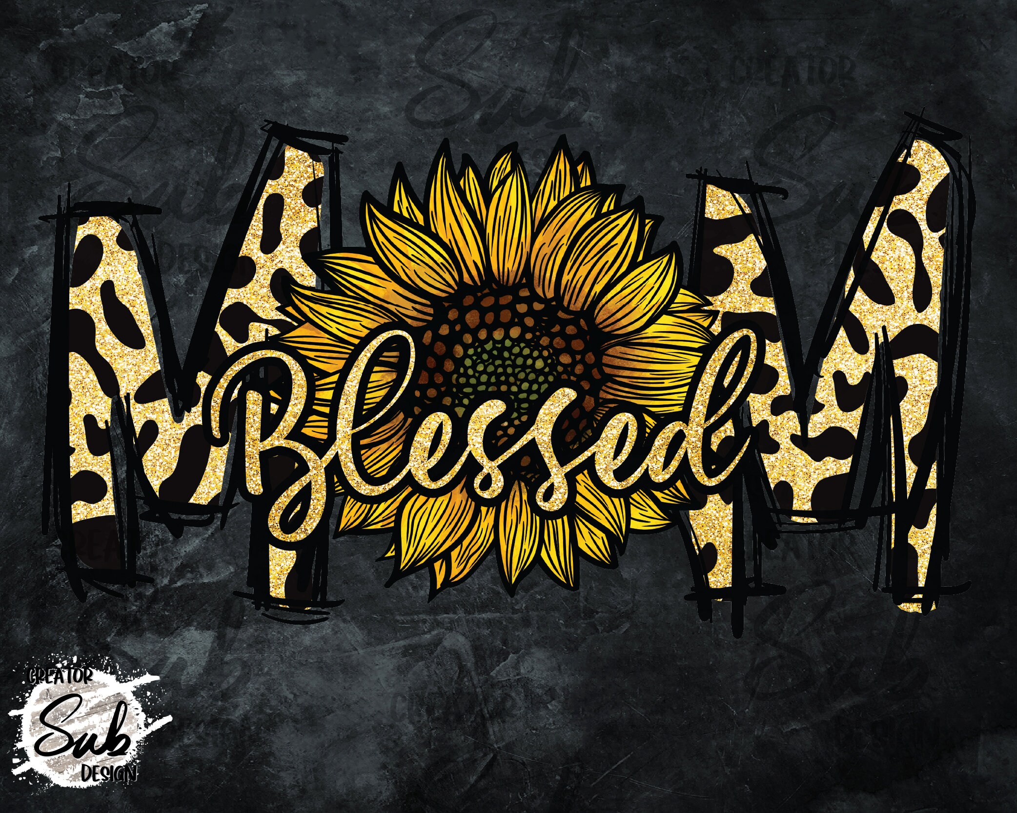Blessed Sunflower Mom PNG Print Leopard Gold Glitter Png - Etsy
