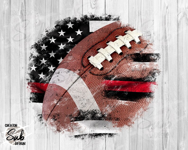 Football Firefighter Dad PNG Red Line Flag Design Football - Etsy