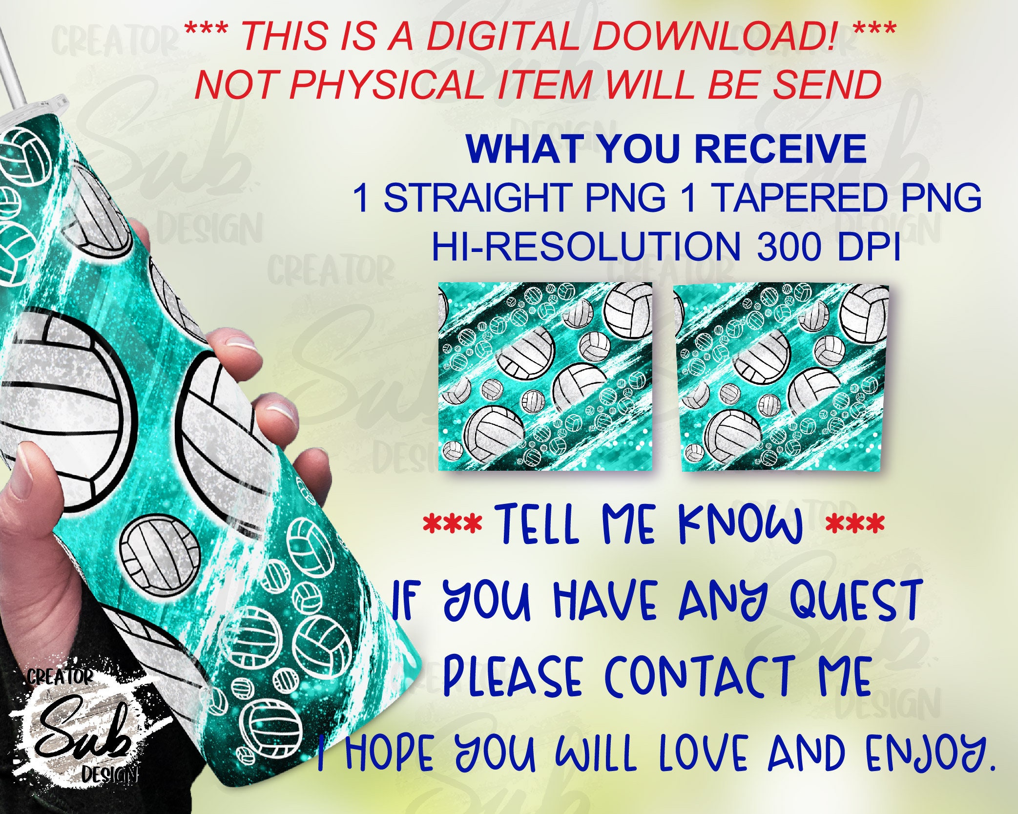 Volleyball Tumbler Png Teal Glitter Print Wrap Turquoise - Etsy