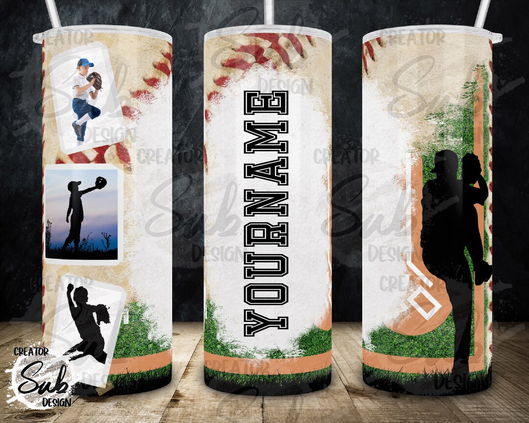 Baseball Pitcher PNG Tumbler, Sport Photo Frame Print Wrap, Gift for ...