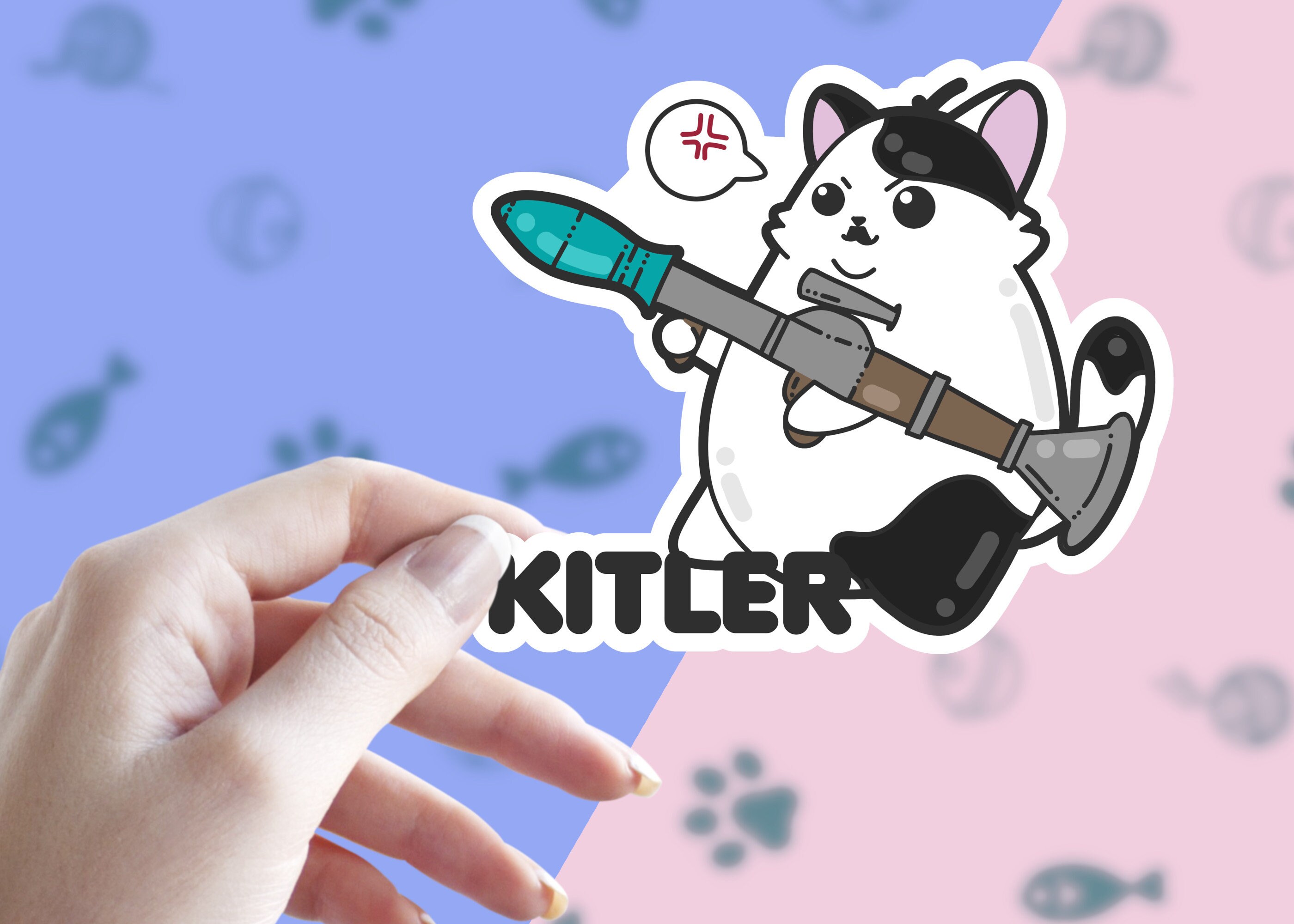 Kitler Cat Hitler Funny Kawaii Cat Decal Matte Sticker for | Etsy